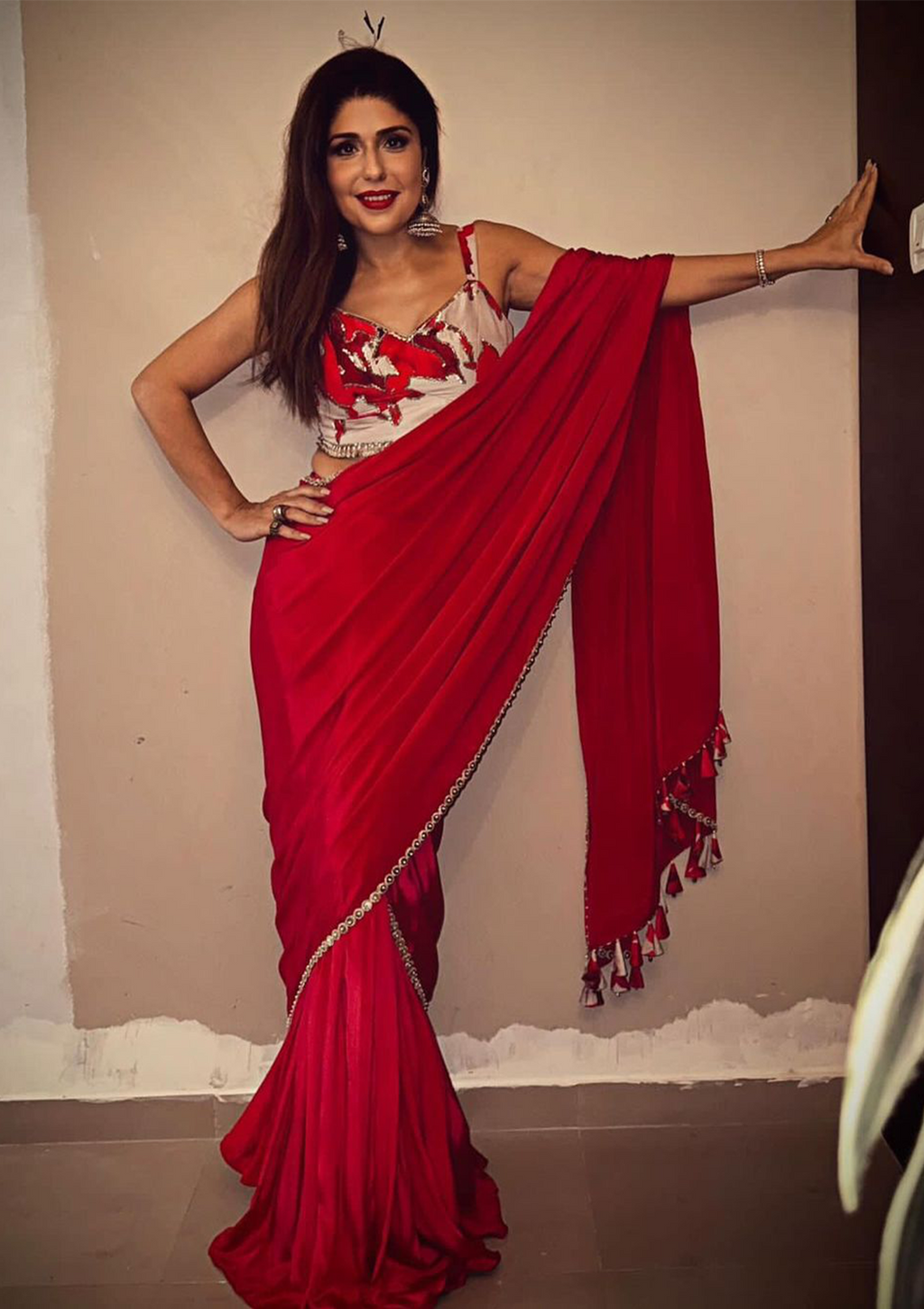 Anaita Shroff in Amara Fuchsia Pleated Saree Set – Seeaash